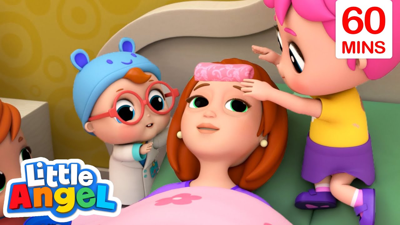 Help Mom Feel Better (Sick Song) | Little Angel | Moonbug Kids - Fun ...