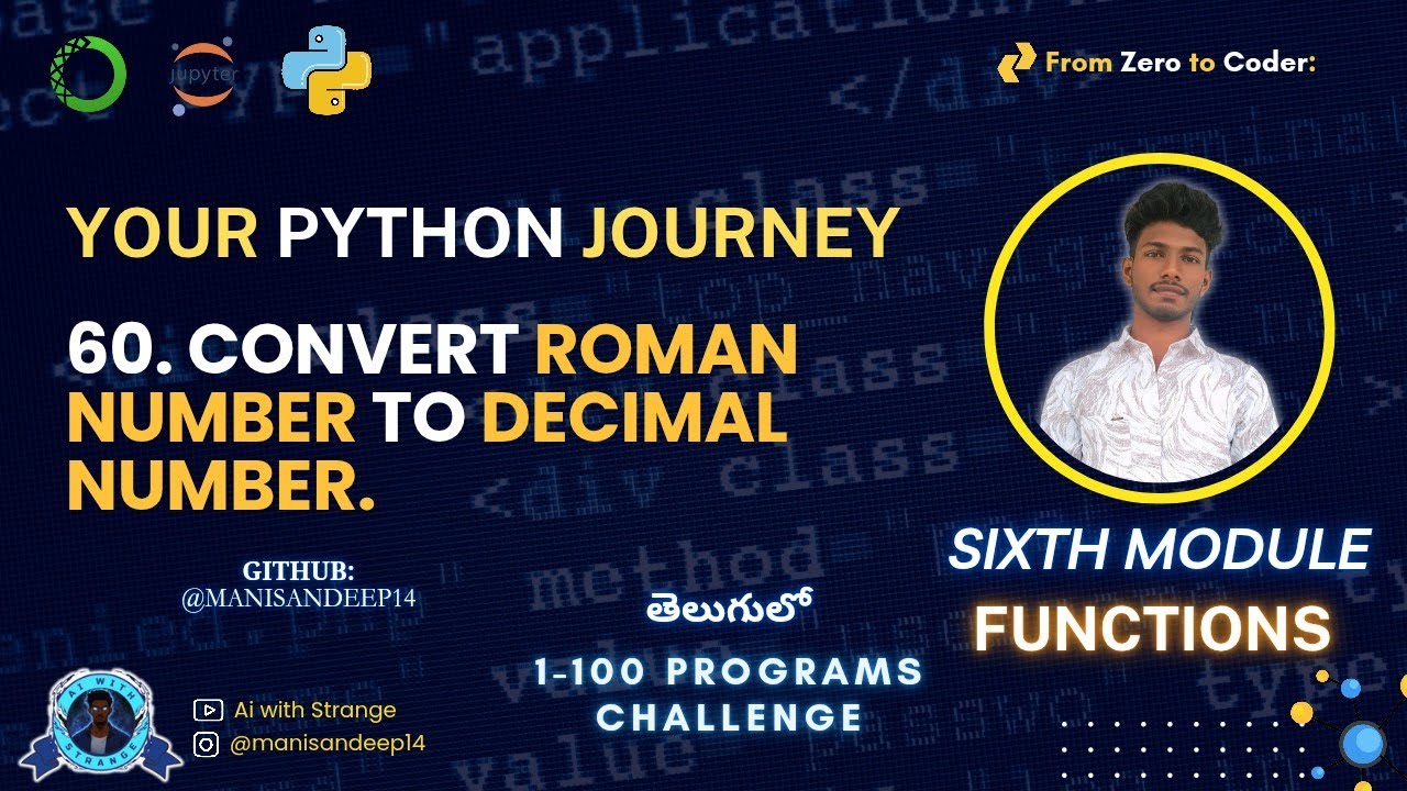 Convert Roman Numerals to Decimal in Python | Your Python Journey – 100 Programs #python - YouTube