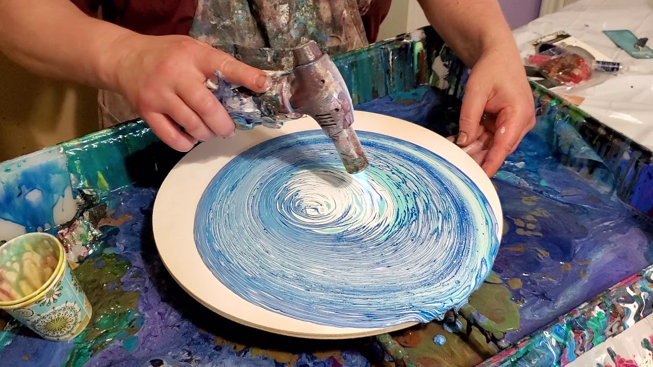 BLUE AND WHITE CLOUD POUR! My best ever!/acrylic pour clouds/acrylic ...