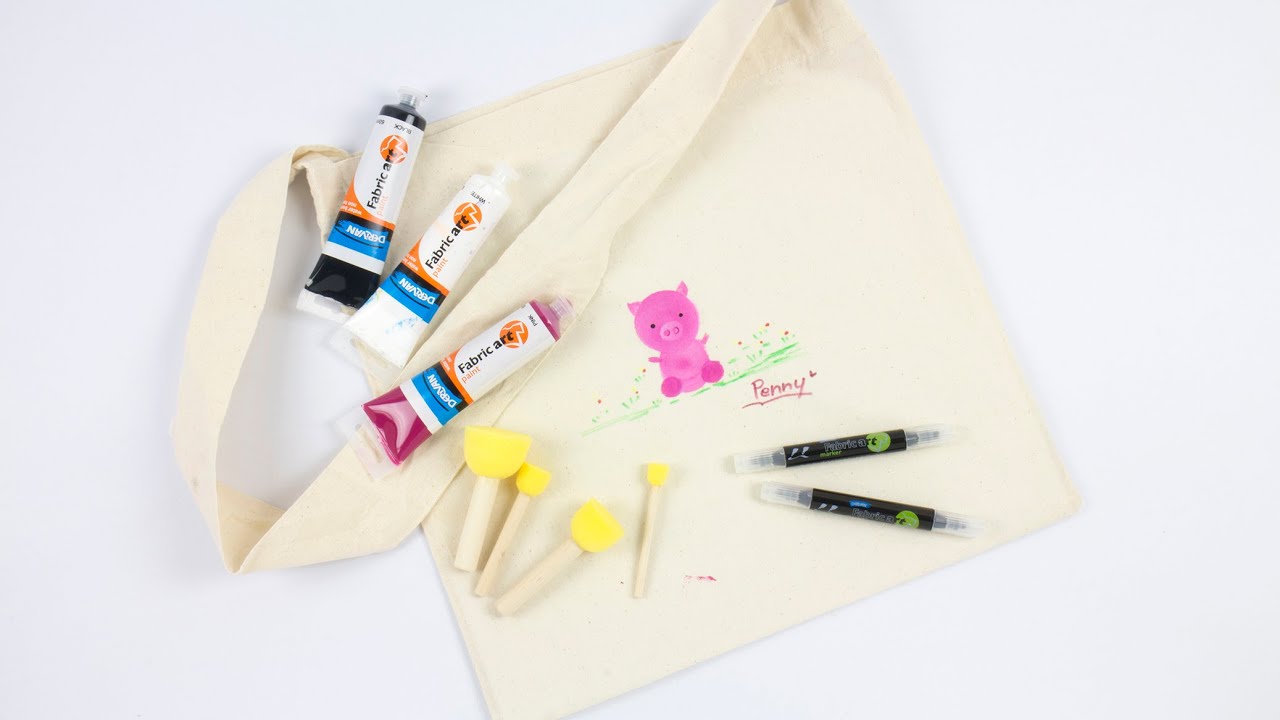 Project: Pig Print Calico Bag - Fabric Art Paint - YouTube