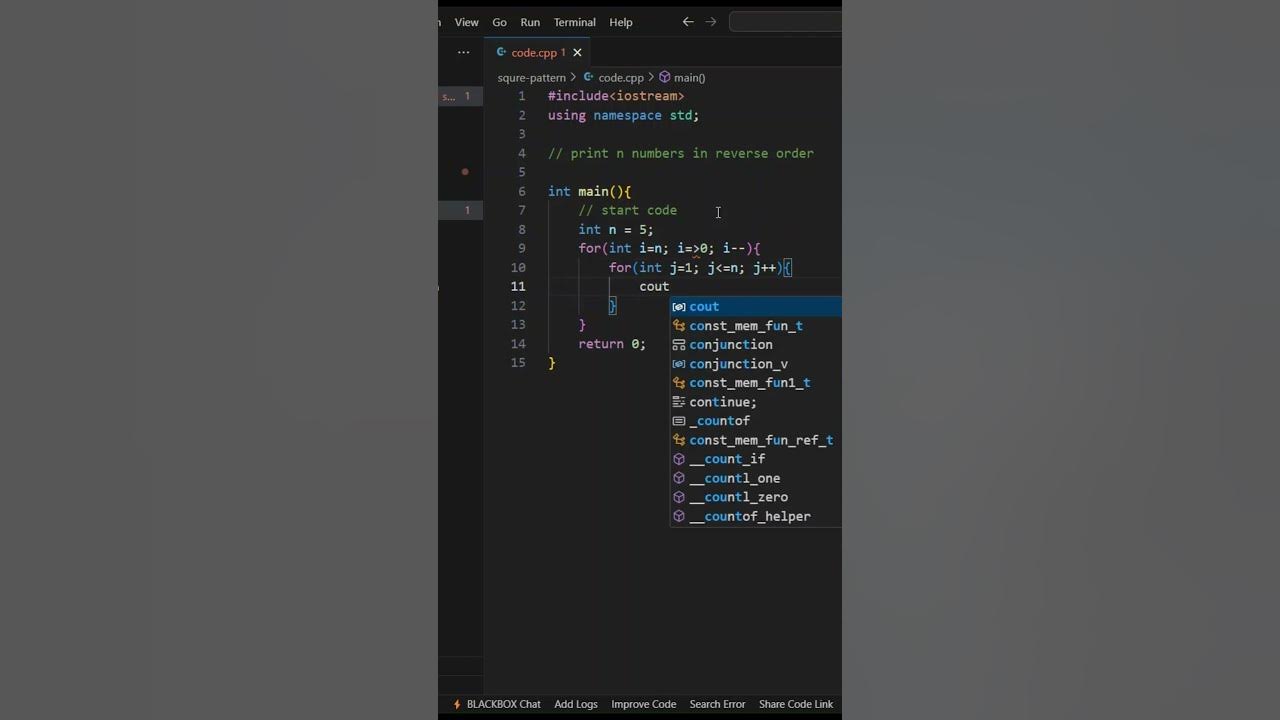 print n number value for square pattern in DSA c++ #coding #programming #dsa - YouTube