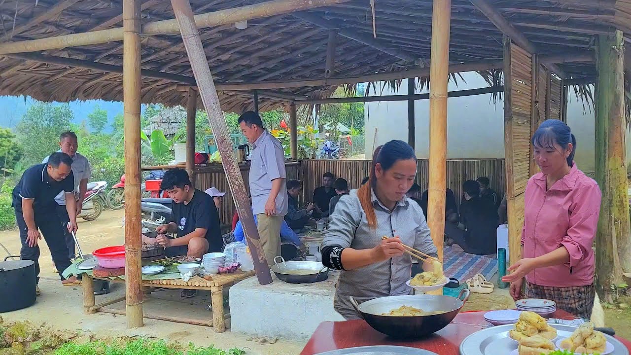 A busy day helping neighbors prepare a party for guests who came to ...