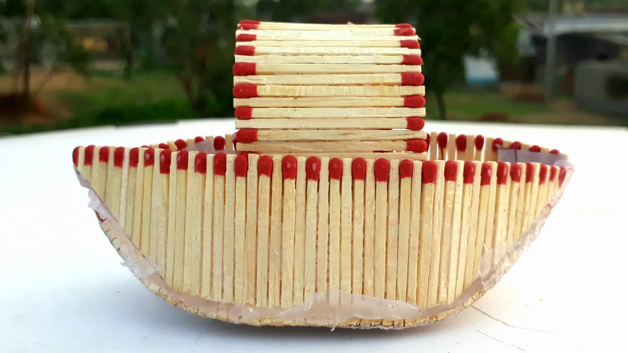 Matchstick art : How to make a matchstick boat.easy match art, DIY ...