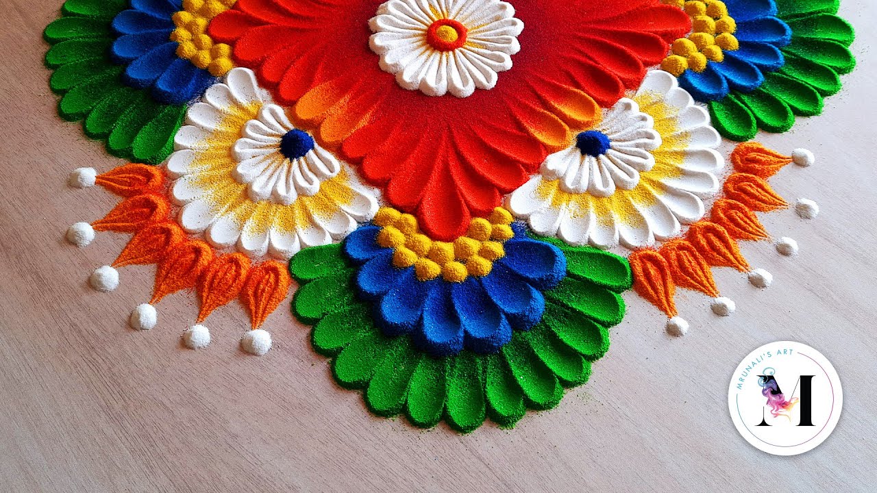 Creative and easy Pooja Rangoli Designs | Simple Rangoli Design With ...