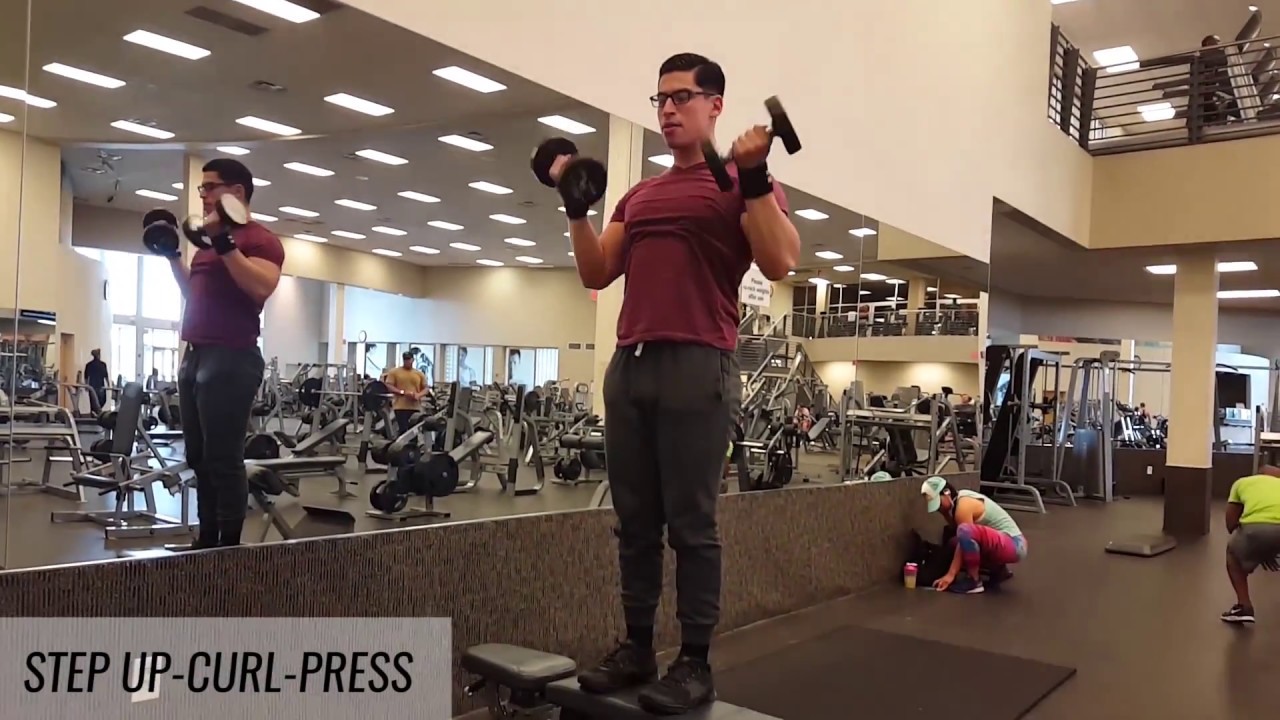Step Up Curl Press - YouTube
