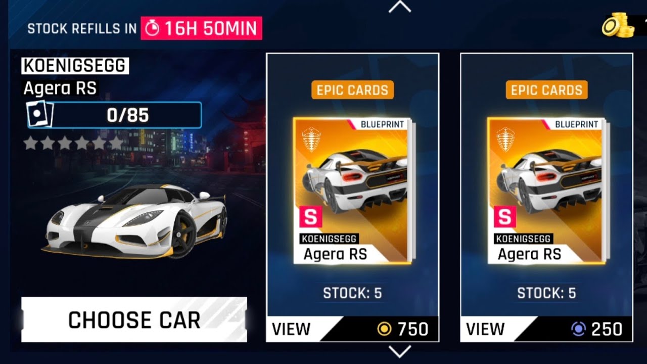 Asphalt 9 - Agera Blueprints in Clash Shop - Buying First Agera BP ...