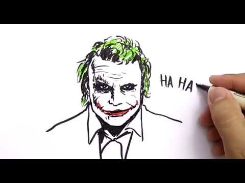VERY EASY ! how to draw JOKER from BATMAN DARK KNIGHT , CARTOONS for KIDS / learn how to draw