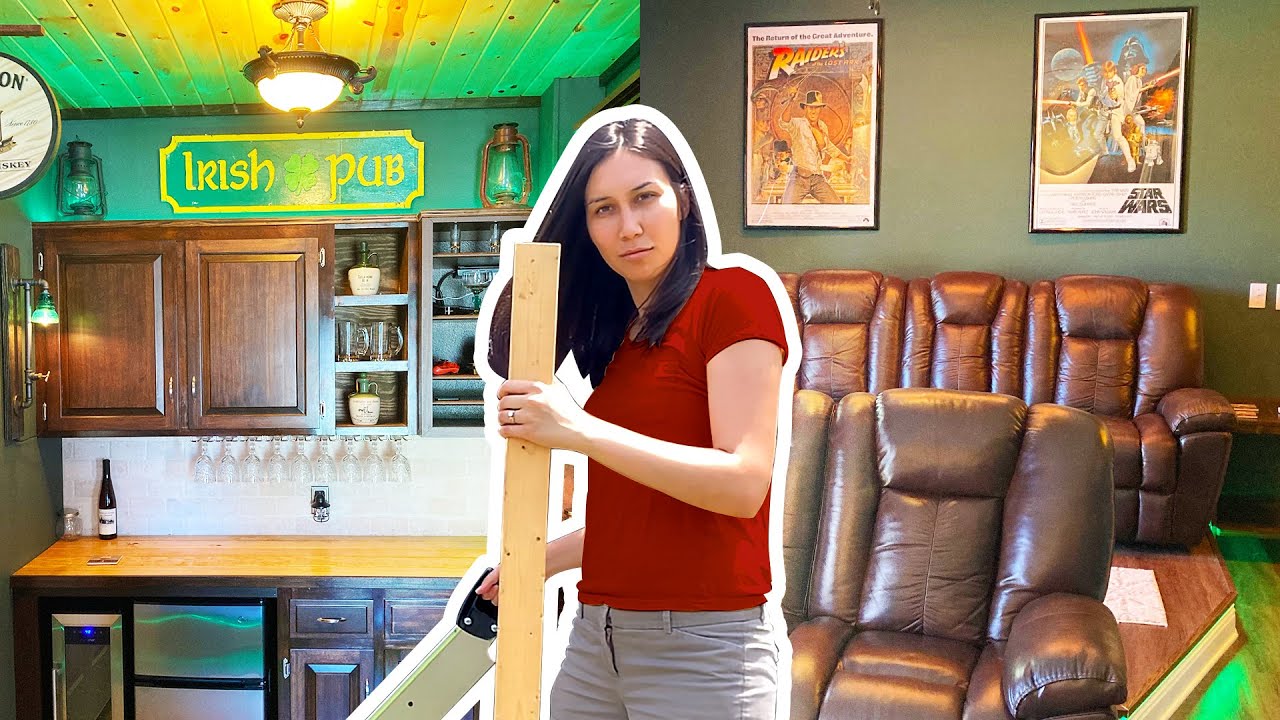 Turning a converted garage into a HOME THEATER with an IRISH PUB! - YouTube