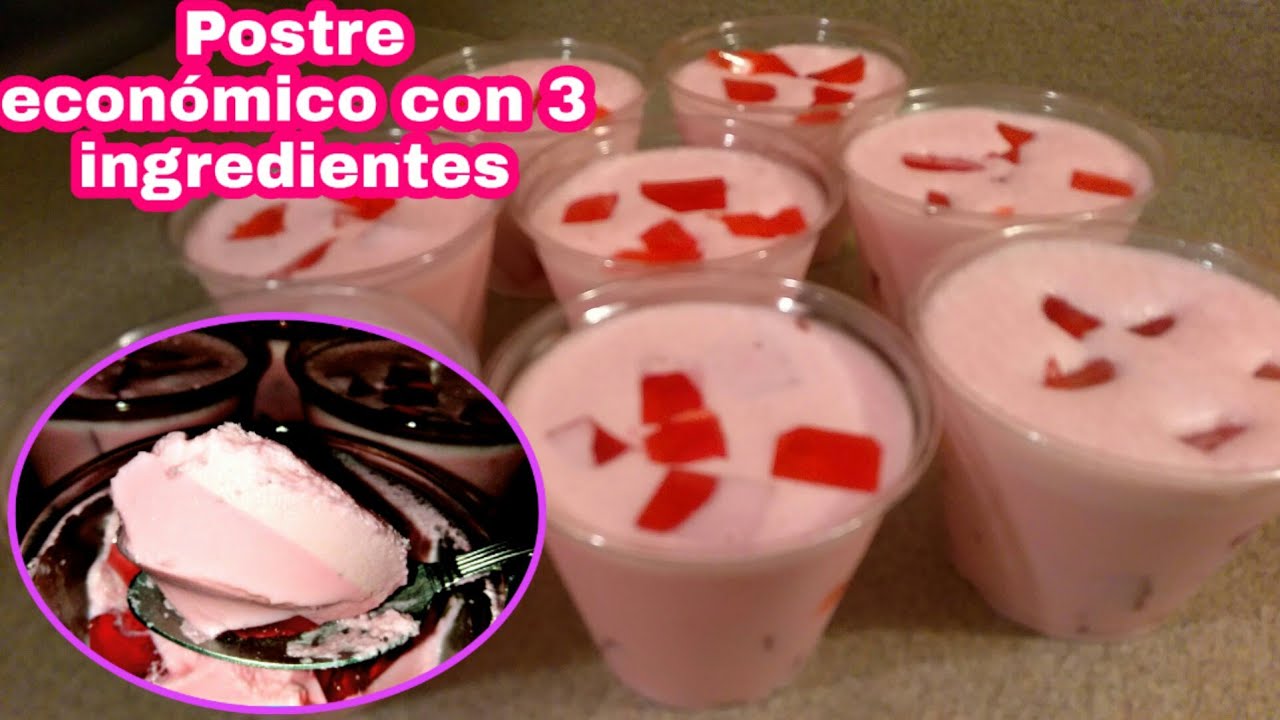 POSTRE ECONÓMICO CON 3 INGREDIENTES, FÁCIL Y RICO 😋👌👍🍓 - YouTube