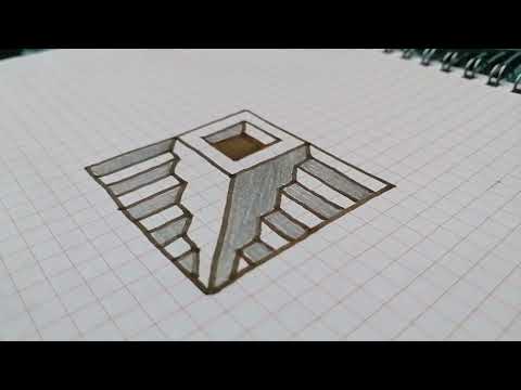 Kolay 3d çizimler / #karelideftereçiz / Kareli deftere çok kolay 3d çizimler