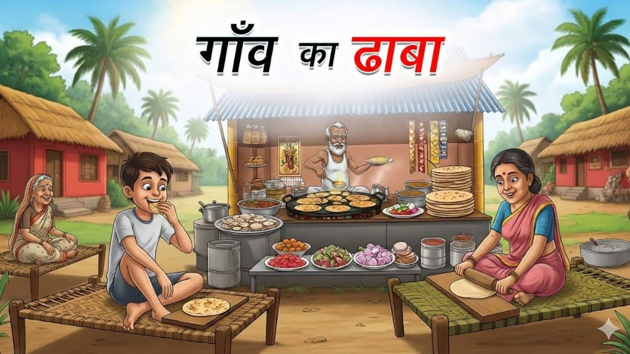 गाँव का ढाबा | GAON KA DHABA | CARTOON STORY | HINDI STORIES | HINDI ...