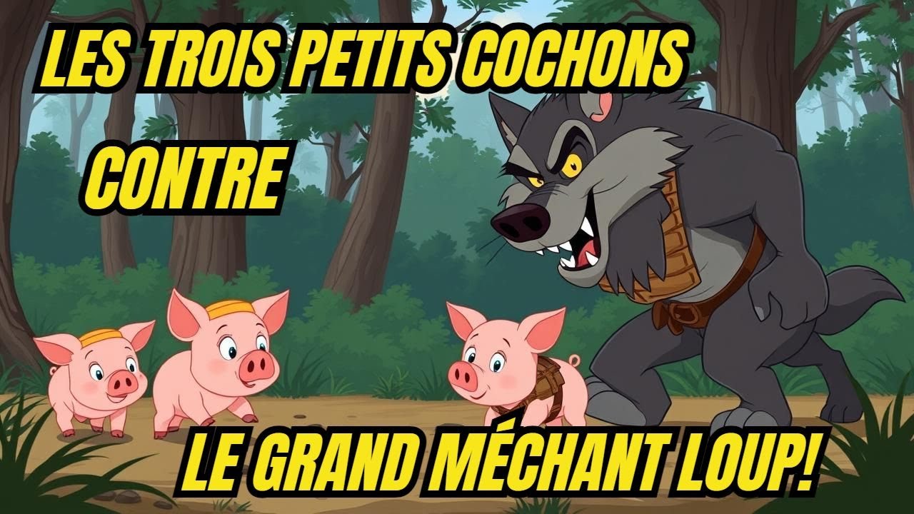 Les trois petits cochons affrontent le grand méchant loup avec courage - YouTube