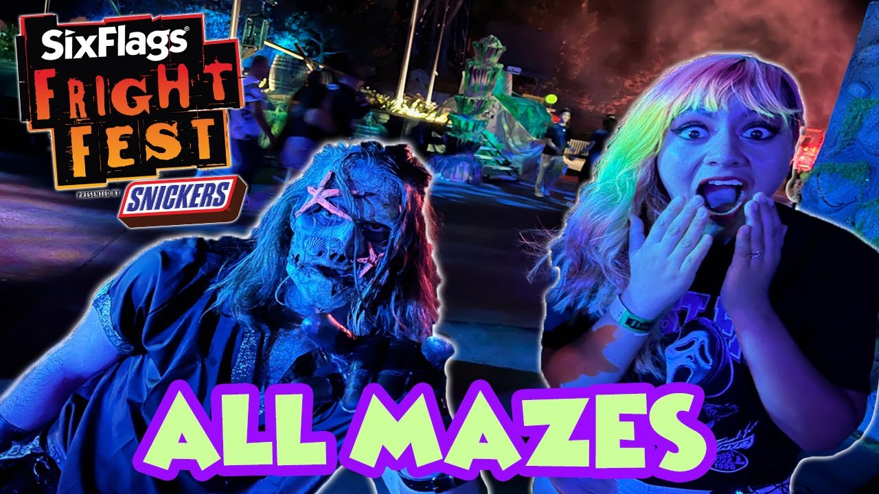 Rating ALL Haunted Mazes at Fright Fest Opening Night!! #sixflags - YouTube