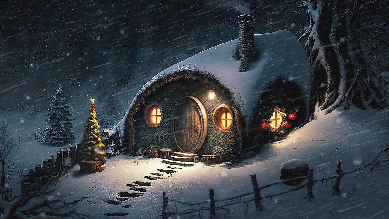 Cozy Hobbit House During the Christmas Holidays 🎄 Winter Ambience 🌬️ ...