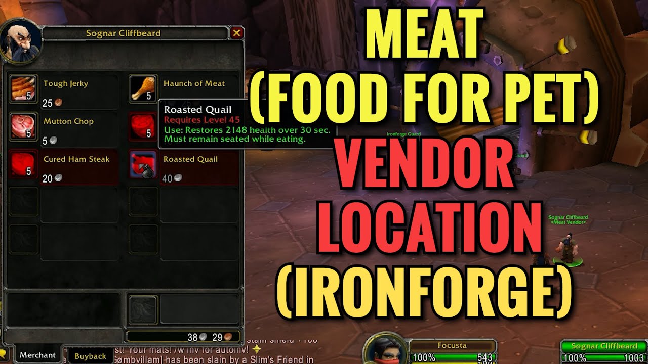 Ironforge Meat Vendor Location (Hunter Pet Food) - WoW Classic - YouTube