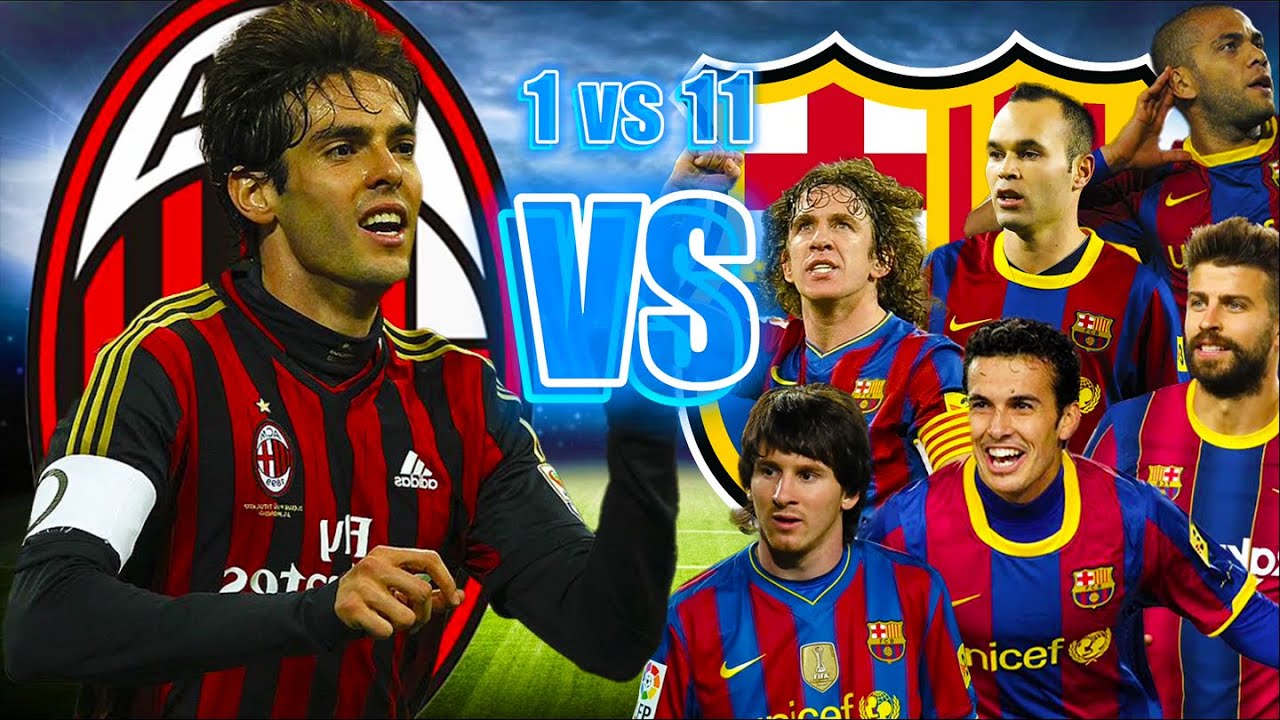 KAKA Milan vs Barcelona 2010 Messi, Puyol, Iniesta - YouTube