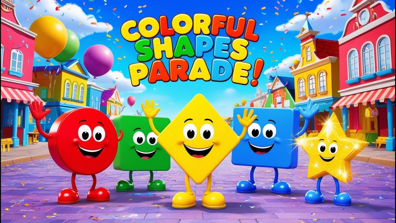 Colorful Shapes Parade 🎉 | Fun Learning Song for Kids | Learn Shapes ...
