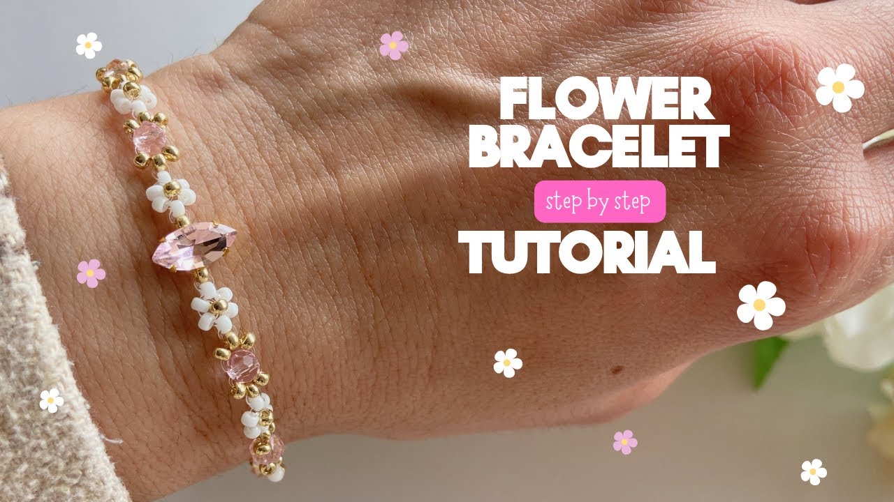 Beaded Flower Bracelet Tutorial, DIY Beaded Bracelet - YouTube