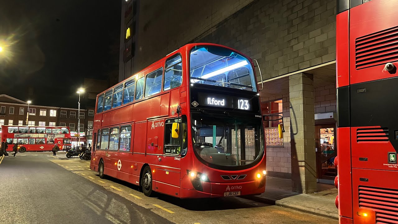 FRV. London Bus Route 123: Ilford To Wood Green DW463 (LJ61CEF) Wright Gemini 2 DB300 - YouTube