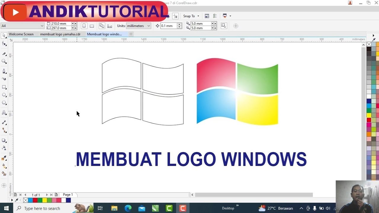 Tutorial membuat logo windows 7 di CorelDraw - YouTube