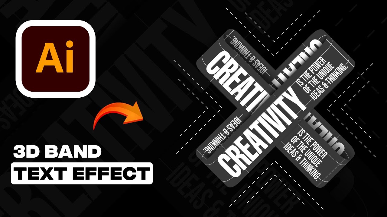 3D Band Text Effect In Adobe illustrator. | 3D Text Effect | Ring Text ...
