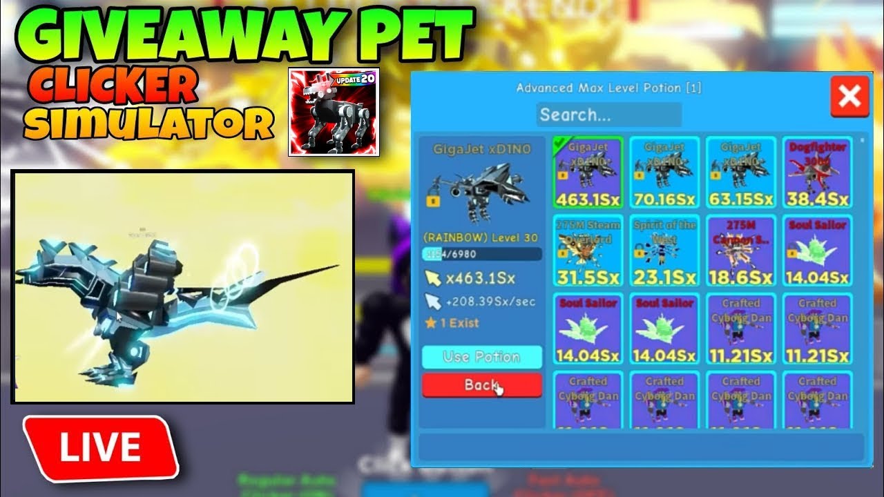 LIVE - GIVEAWAY PET in Clicker Simulator - YouTube