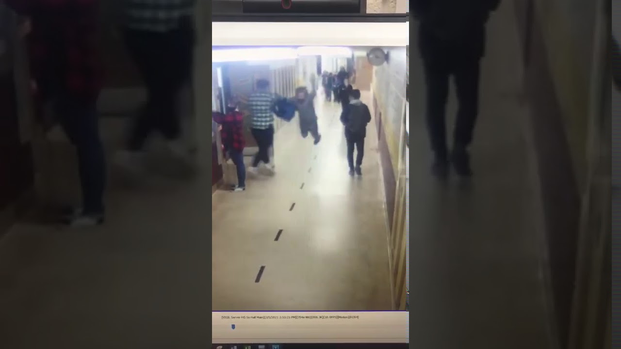 Security camera catches guy falling in the hallway. - YouTube