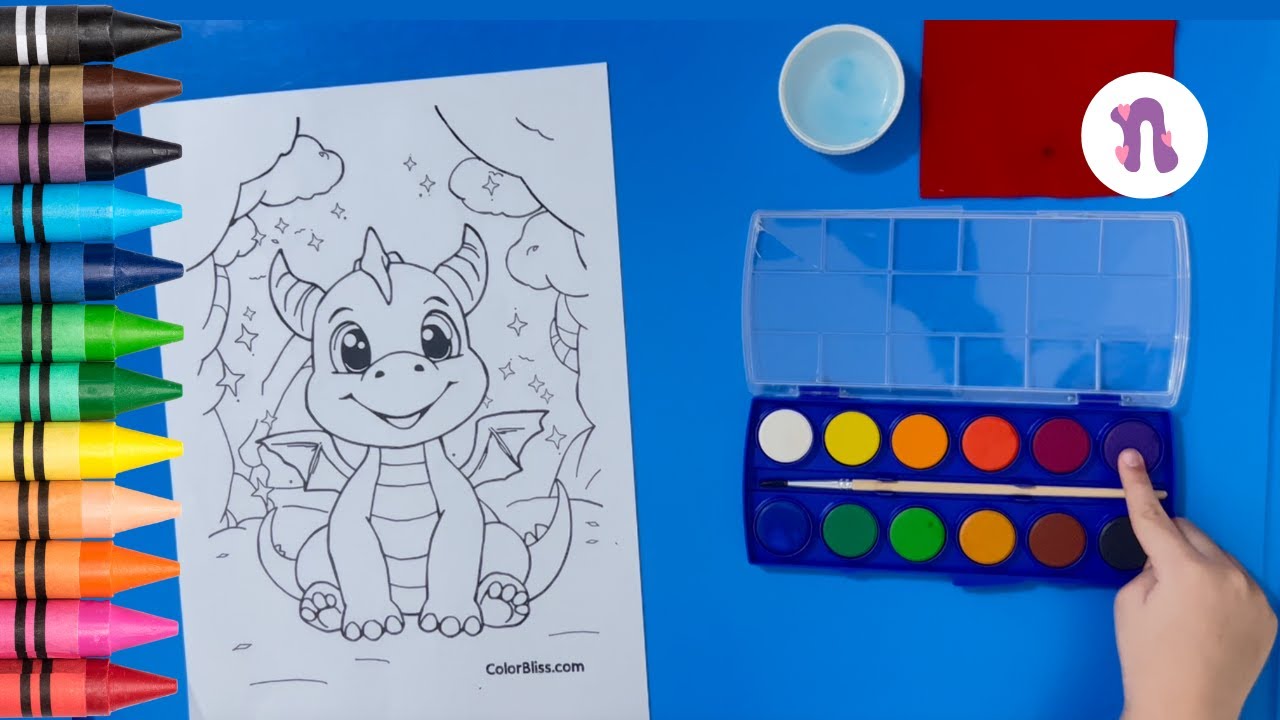 🎨 Baby Dragon Water Coloring Page - Nacha Jaem 🐉💦 - YouTube