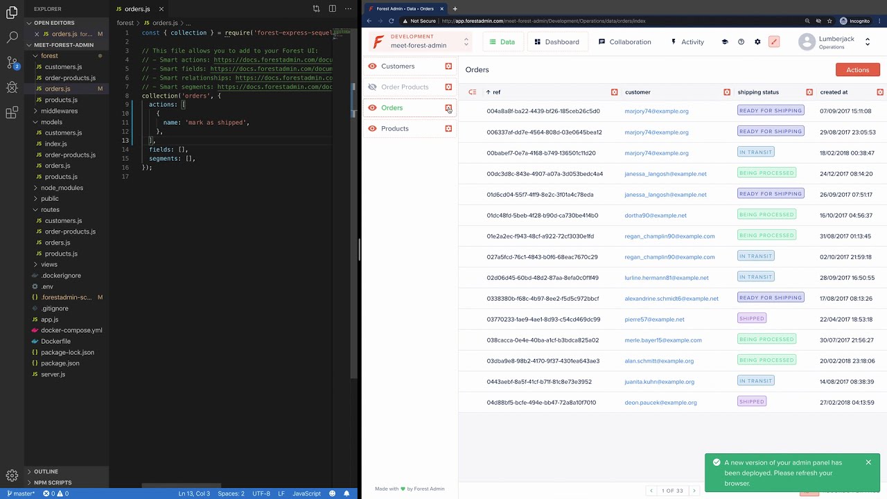Forest Admin, 5 minute demo - YouTube