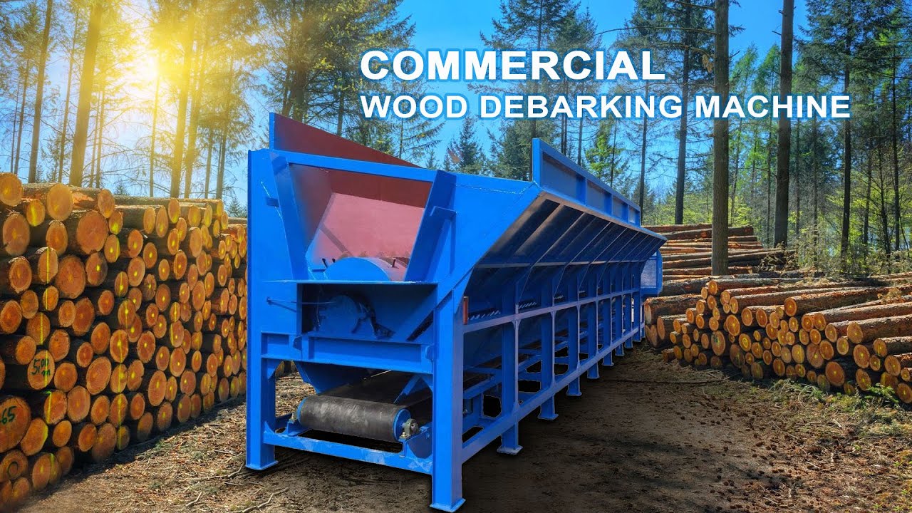 wood log bark removing debarking debarker machine - YouTube