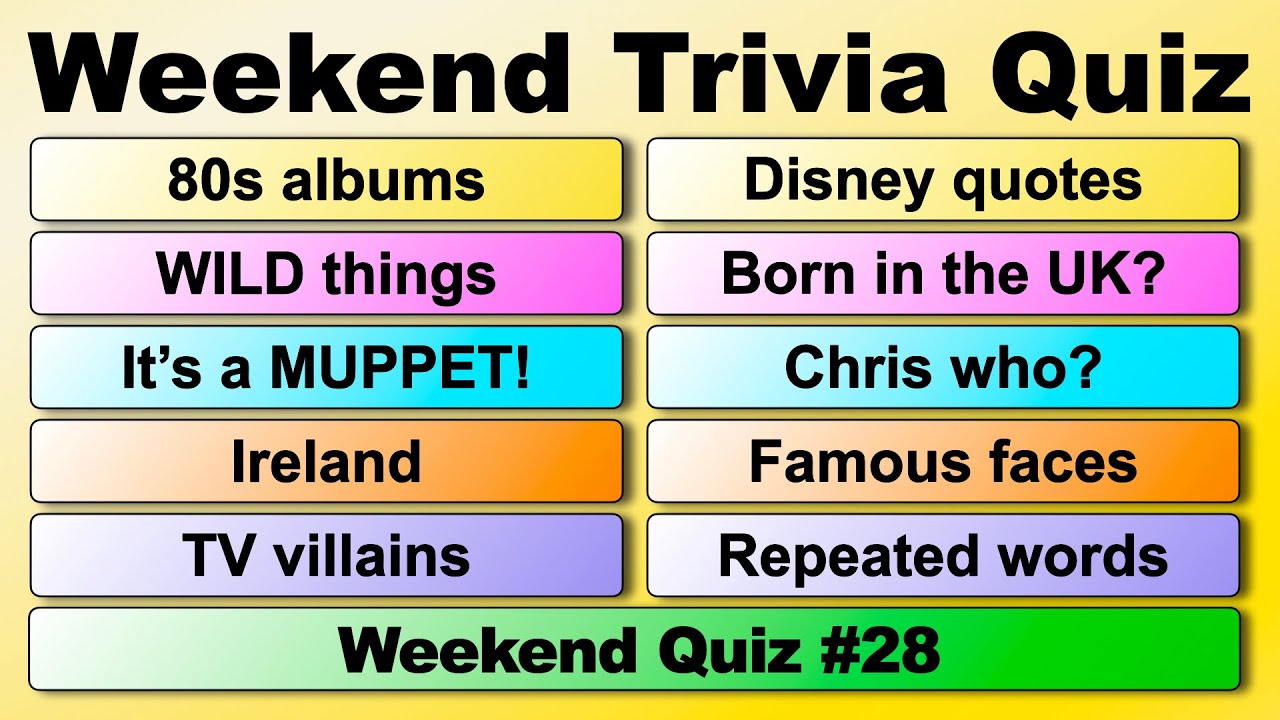 WEEKEND TRIVIA QUIZ #28 - 50 quiz questions to test your general ...