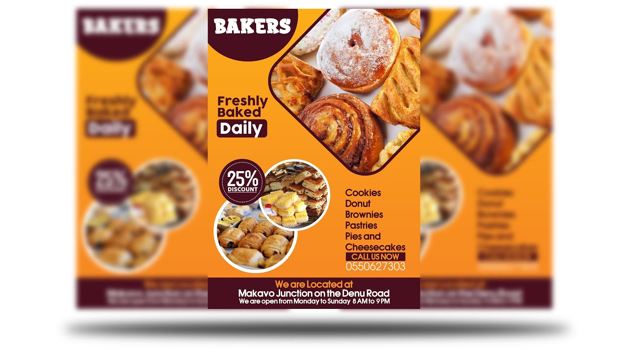 How to design Bakers shop flyer in Photoshop - YouTube