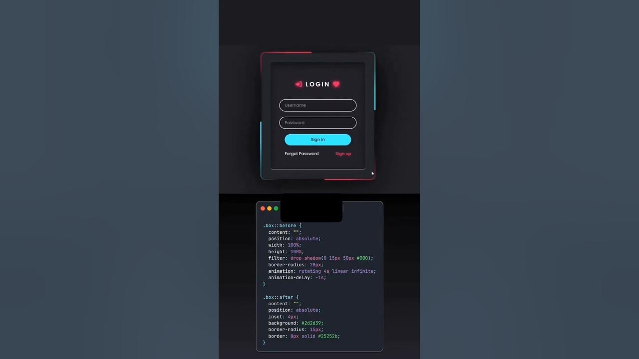 Awesome Login Page Using Html Css Javascript Css Htmlcoding Html