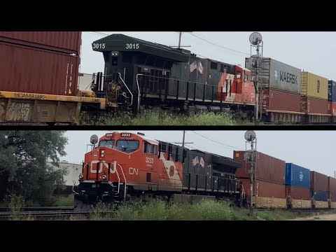 DUAL VETERAN UNITS! CN Veterans Units CN 3233 and CN 3015 on CN Q197 ...
