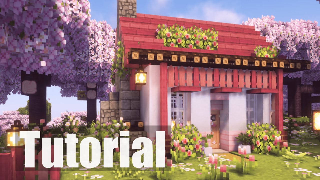 How to Build a Very Small Cherry Blossom Pink House in Minecraft | Easy ...