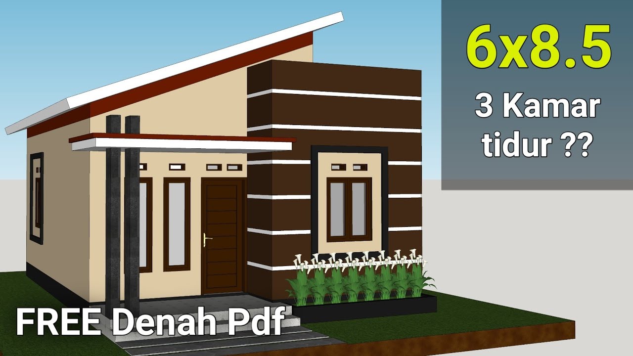 DESAIN RUMAH MINIMALIS UKURAN 6X8 METER DI PEDESAAN || 2 TEMPAT TIDUR ...