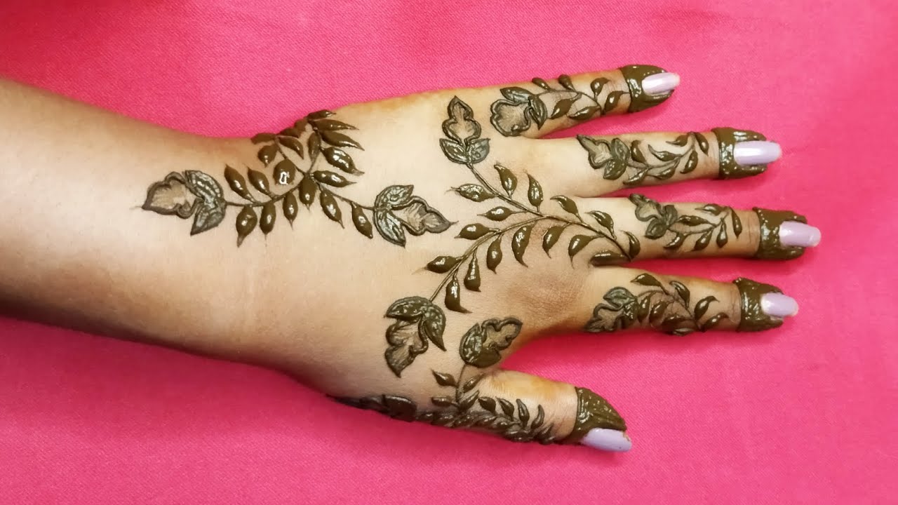 Beautiful😨😨🤔👈 simple and stylish leaf 🍃 mehandi design😍😍👌 - YouTube