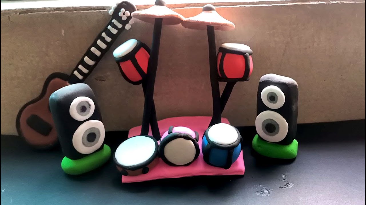 DIY How To Make Polymer Clay Miniature Musical Instrument Set, Guitar ...