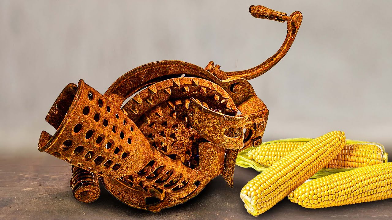 Antique Rusty Corn Sheller 1890's - Amazing Restoration - YouTube