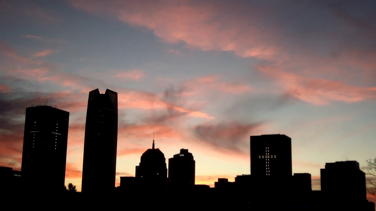 Downtown OKC Skyline Sunset - Oklahoma City, 11-28-2018 - YouTube