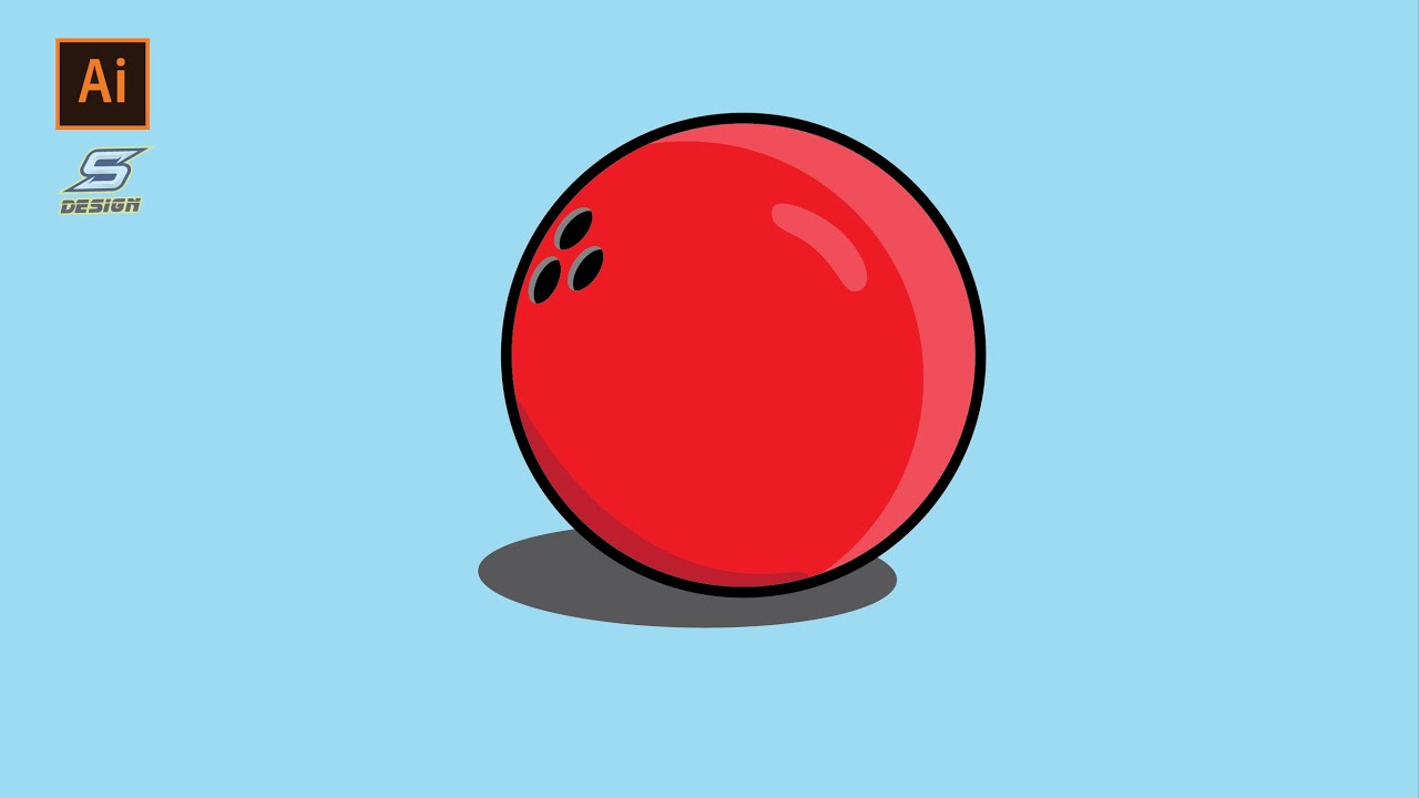 Flat Design Bowling Ball | Illustrator Step by Step Tutorial for ...