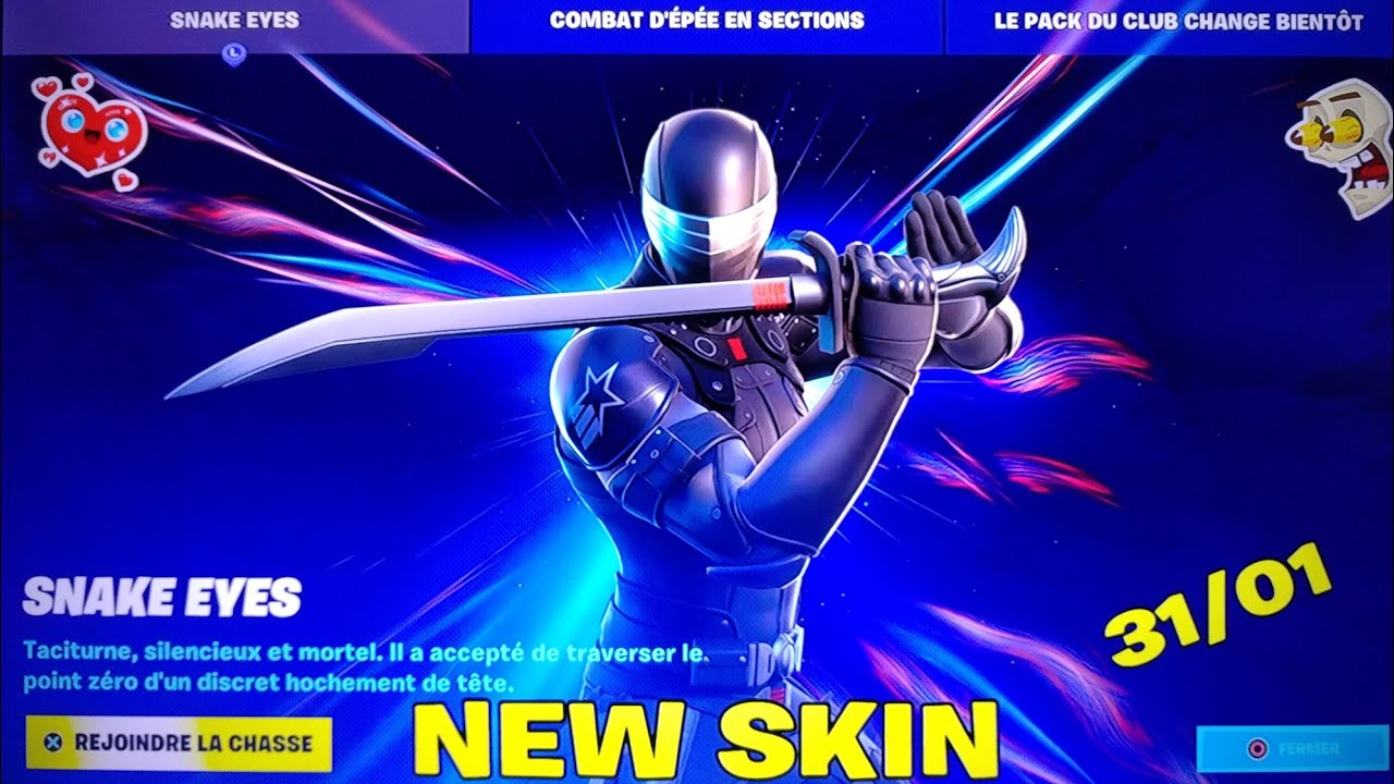 NEW Skin SNAKE EYES !! Boutique Fortnite 31 Janvier 2021. Item Shop ...