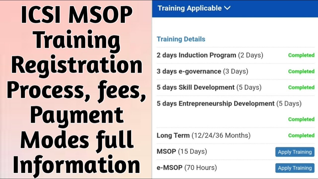 How to register for msop training icsi|how to apply for msop training ...