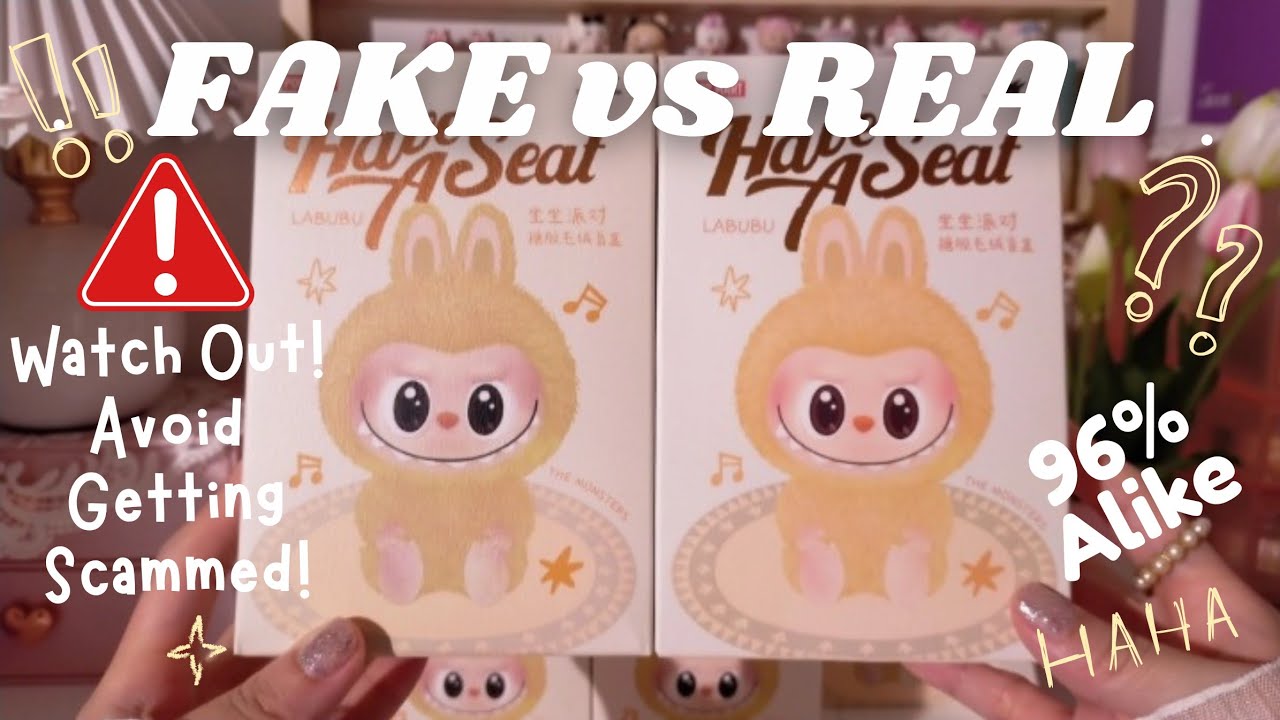 FAKE vs REAL LABUBU POPMART THE MONSTERS V2 HAVE A SEAT VINYL PLUSH ...