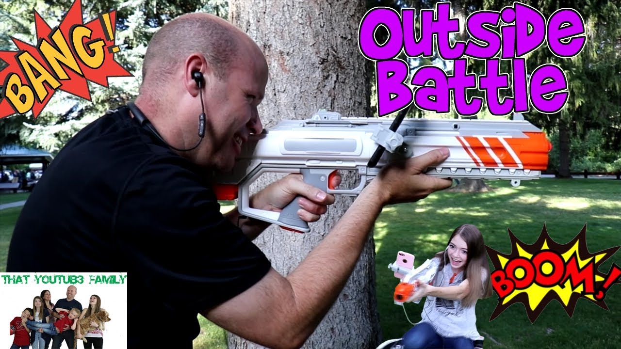 OUTSIDE LASER TAG BATTLE/ That YouTub3 Family - YouTube