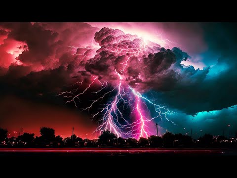 Sağanak Yağmur Fırtınası ve Güçlü Gök Gürültüsüyle Şiddetli Fırtınalı Gece ⚡ Gök Gürültüsü Sesleri