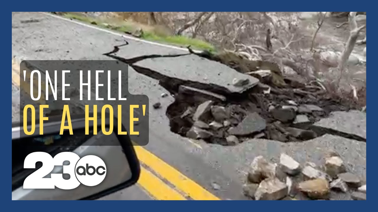 Rock slides cause road damage in Central California - YouTube