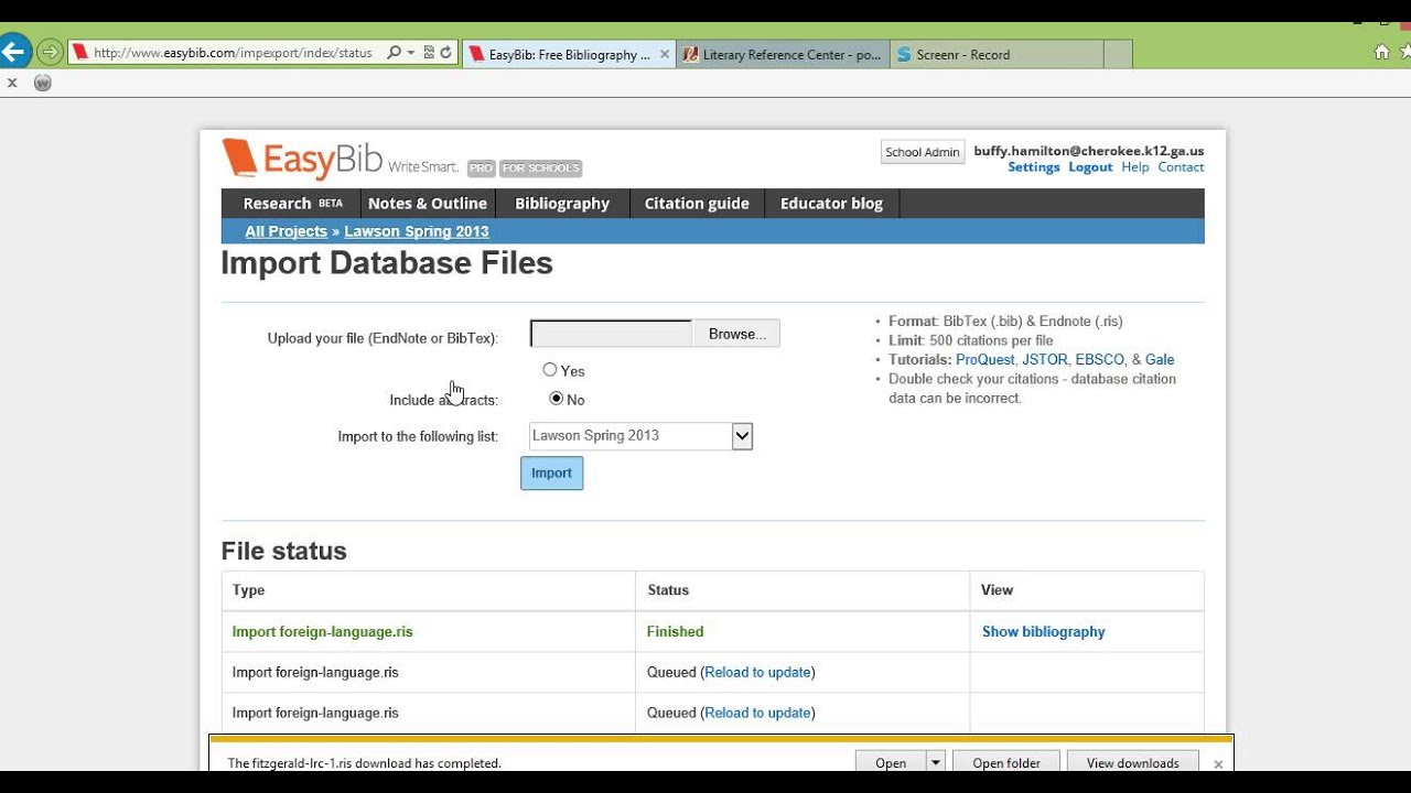 How to Export a Bibliographic Data File from LRC to EasyBib - YouTube