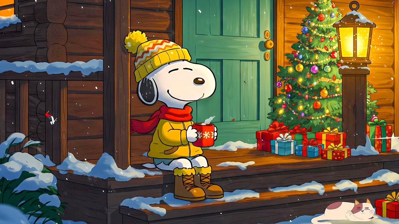 ️ Snoopy’s Cozy Christmas Cabin ☕ Warm Winter Lofi for Relaxing 🎄 Calm ...