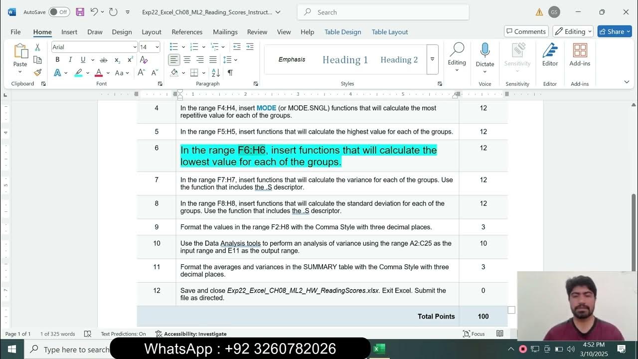 Exp22_Excel_Ch08_ML2_Reading_Scores | Exp22 Excel Ch08 ML2 Reading Scores | excel Ch08 ML2 ...